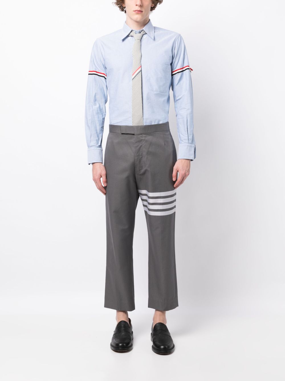 THOM BROWNE Thom Browne Cotton Shirt with RWB Stripe Detail